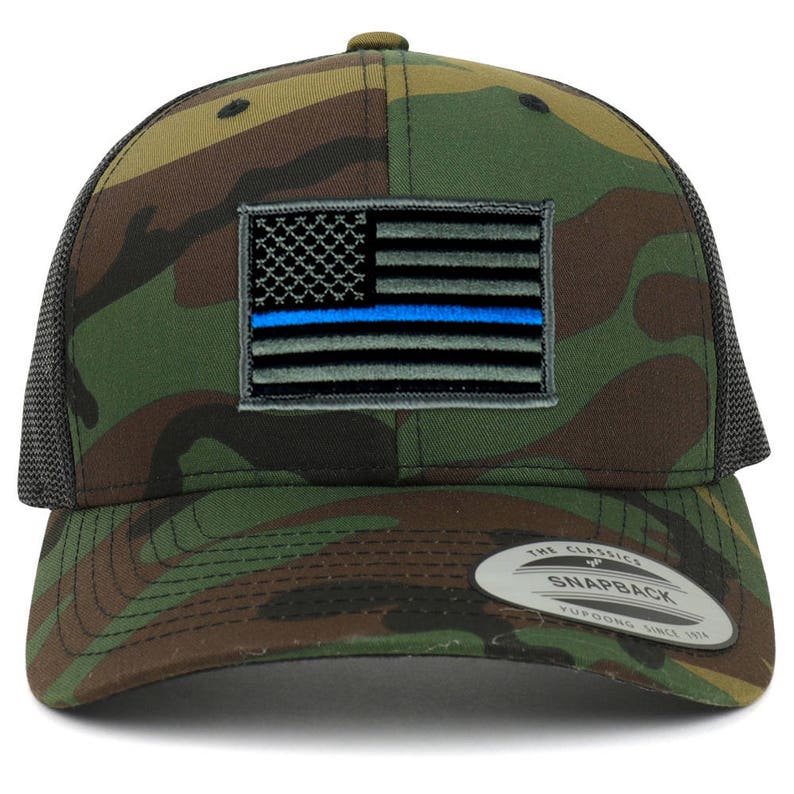 American Flag Patch Snapback Trucker Mesh Cap Camo | Etsy
