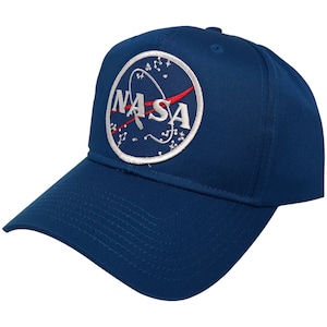 NASA Astronaut Space Logo Embroidered Patch Snapback Cap - Royal Blue ...
