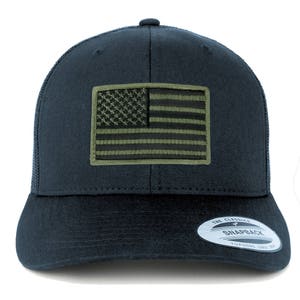 American Flag Patch Snapback Trucker Mesh Cap - Navy (6606-NVY) - Etsy