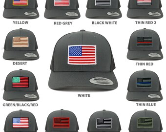 American Flag Patch Snapback Trucker Mesh Cap Charcoal - Etsy