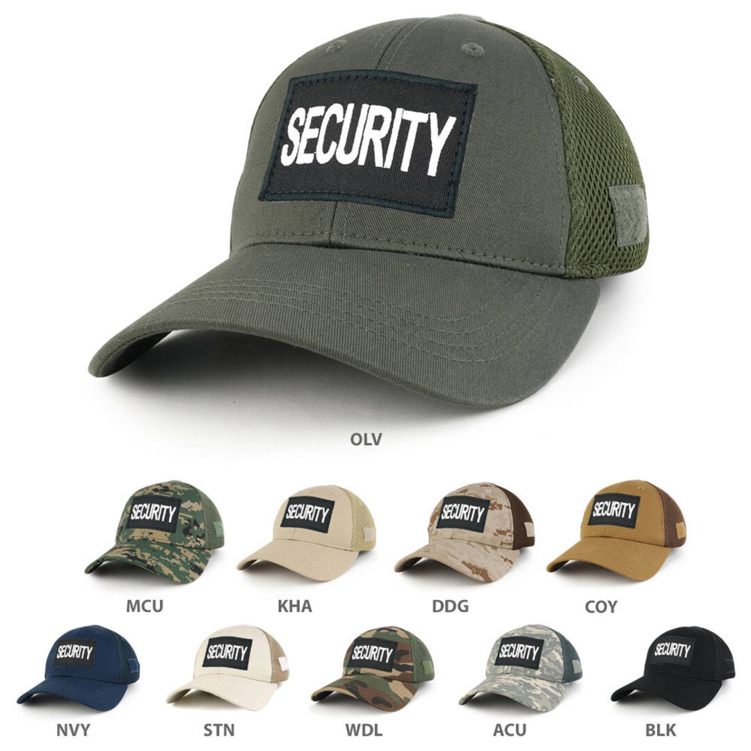 SECURITY Text Embroidered Patch Low Crown Adjustable Tactical Mesh Cap ...