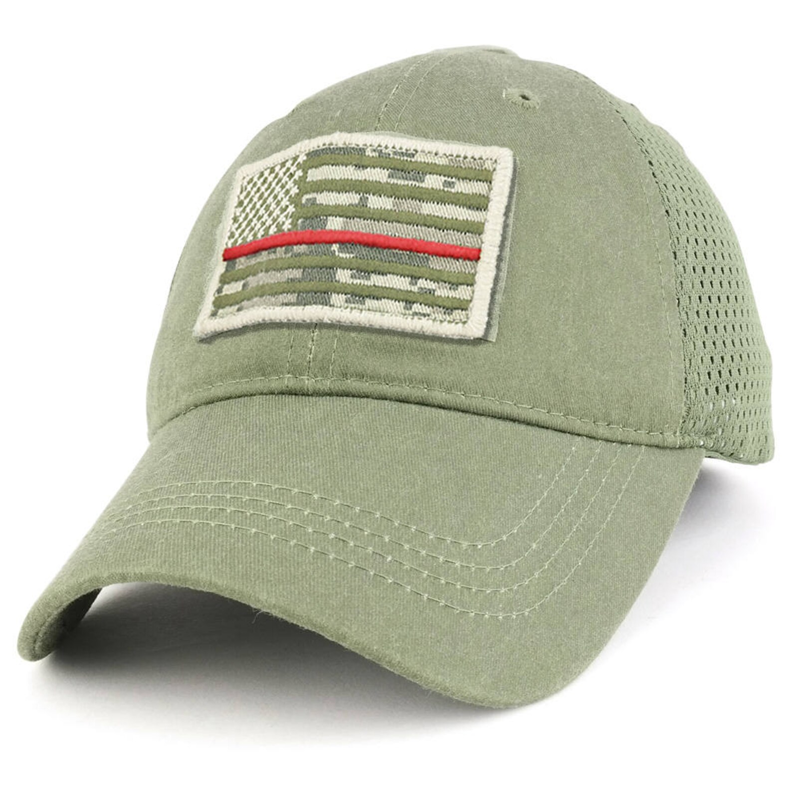 Usa Acu Thin Red Flag Tactical Patch Cotton Adjustable Trucker Cap (ec ...