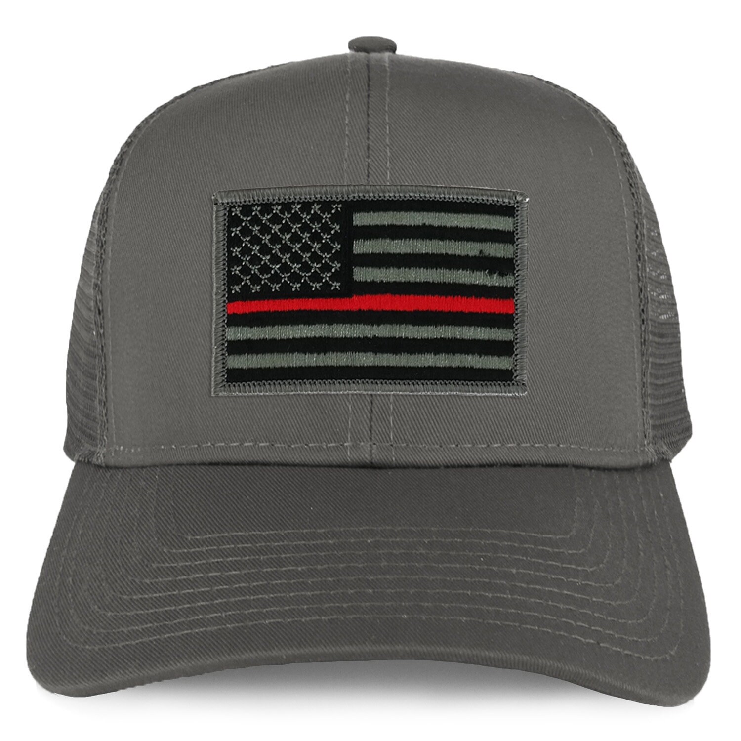 Xxl Oversize Thin Red Line Usa Flag Patch Mesh Back Trucker - Etsy