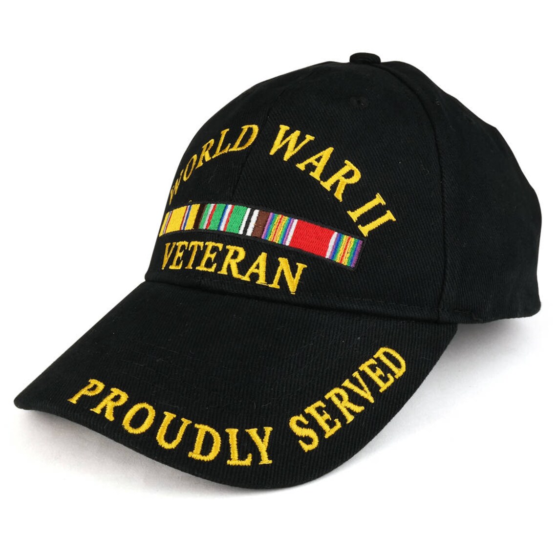 World War II Veteran Ribbon Embroidered Structured Military Cotton ...