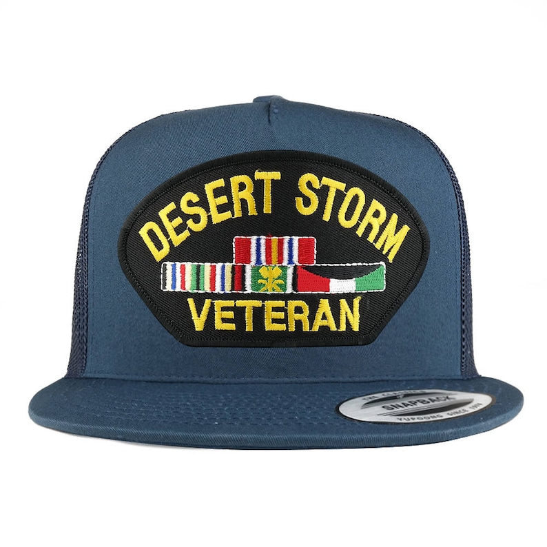 5 Panel Desert Storm Veteran Embroidered Patch Flatbill Mesh | Etsy