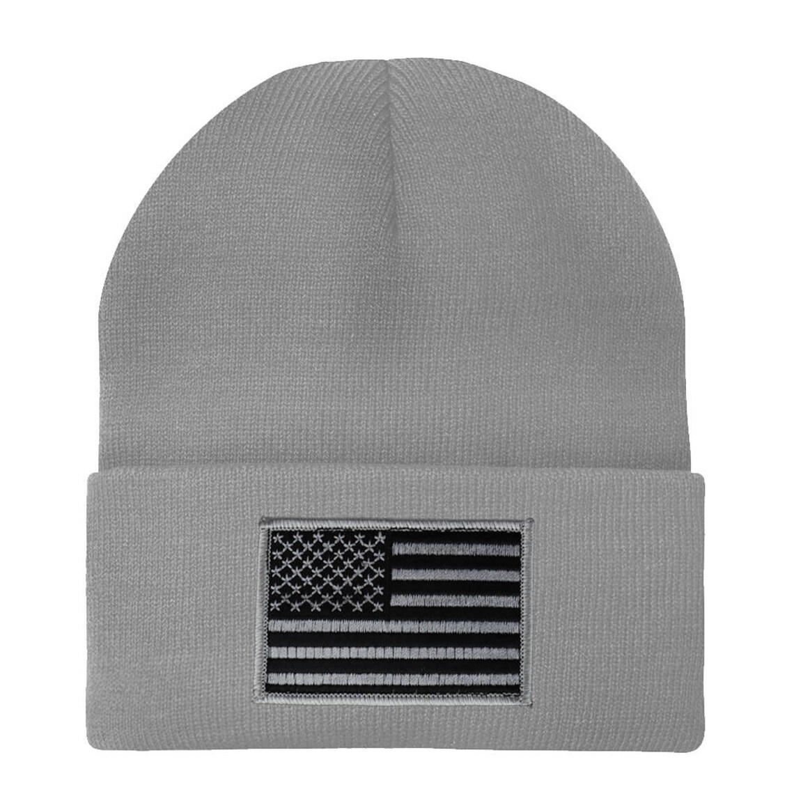 Made in USA - Black Grey American Flag Embroidered Patch Long Cuff ...