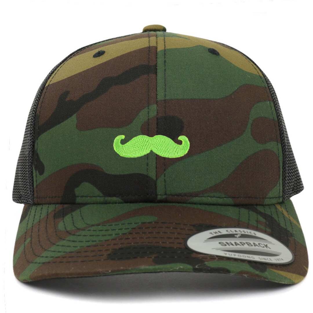 Green Mustache Patch Retro Fit Trucker Mesh Cap - Etsy