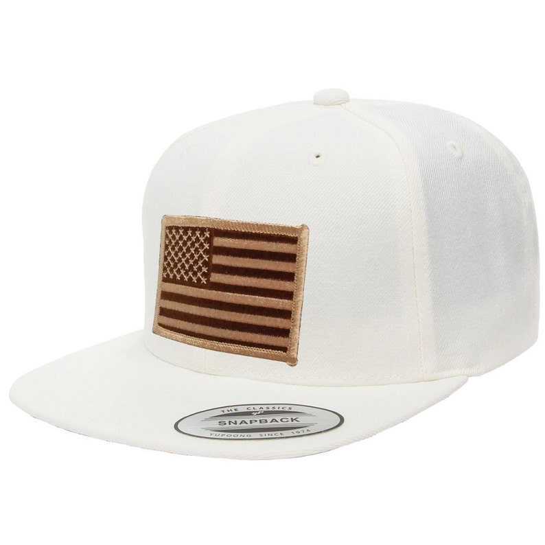 Flexfit USA American Flag Embroidered Patch Flat Bill Snapback Cap ...