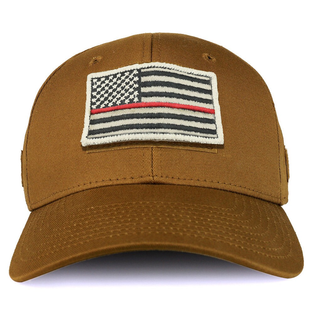 USA Stone Thin Red Flag Tactical Patch Structured Baseball Cap (T75-STN ...