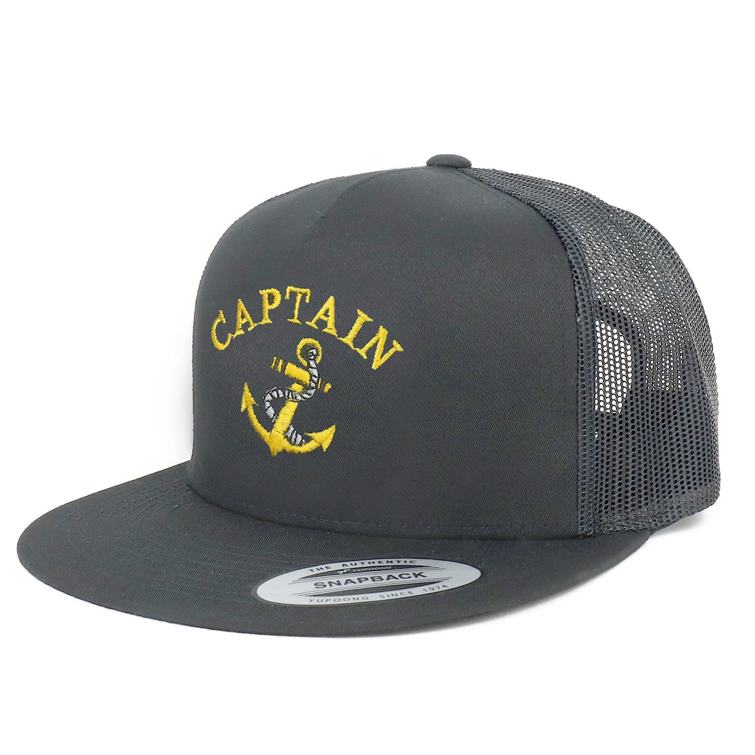 Oversize XXL Captain Anchor Logo Embroidered 5 Panel Flatbill | Etsy