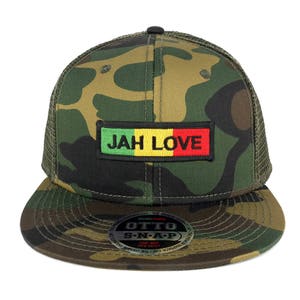 Jah Love Green Yellow Red Embroidered Patch Camo Flat Bill Snapback ...