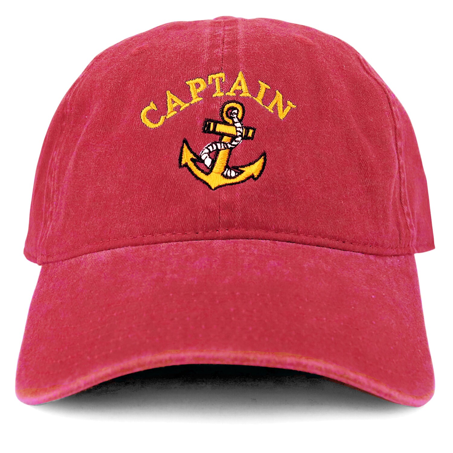 CAPTAIN ANCHOR Logo Embroidered Pigment Dyed 100% Cotton Cap - 3 Colors ...