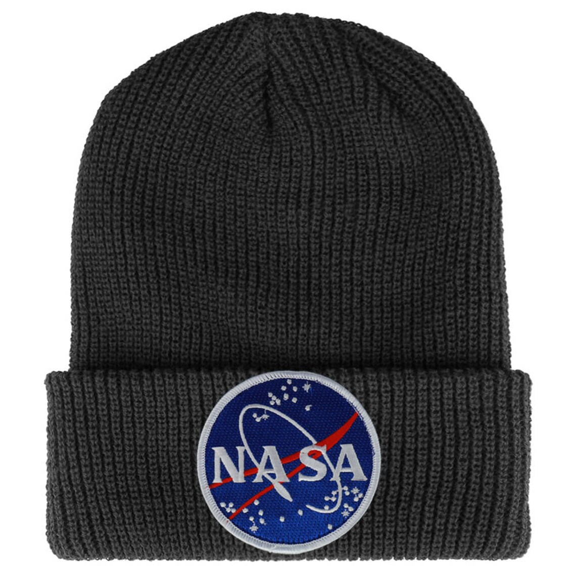 NASA MEATBALL Logo Embroidered Patch Ribbed Cuffed Knit Beanie (1545K ...