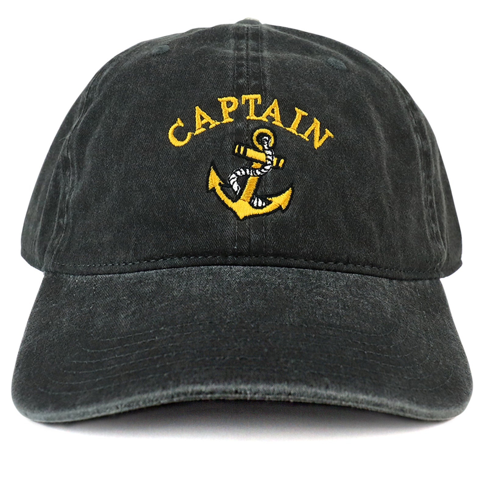 CAPTAIN ANCHOR Logo Embroidered Pigment Dyed 100% Cotton Cap - 3 Colors ...