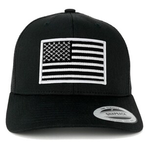 FLEXFIT American Flag Patch Snapback Trucker Mesh Cap (6606-BLACK) - Etsy