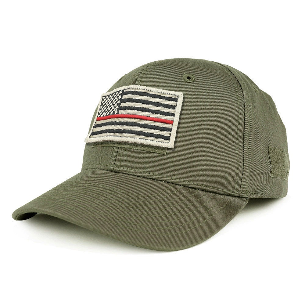 USA Stone Thin Red Flag Tactical Patch Structured Baseball Cap (T75-STN ...