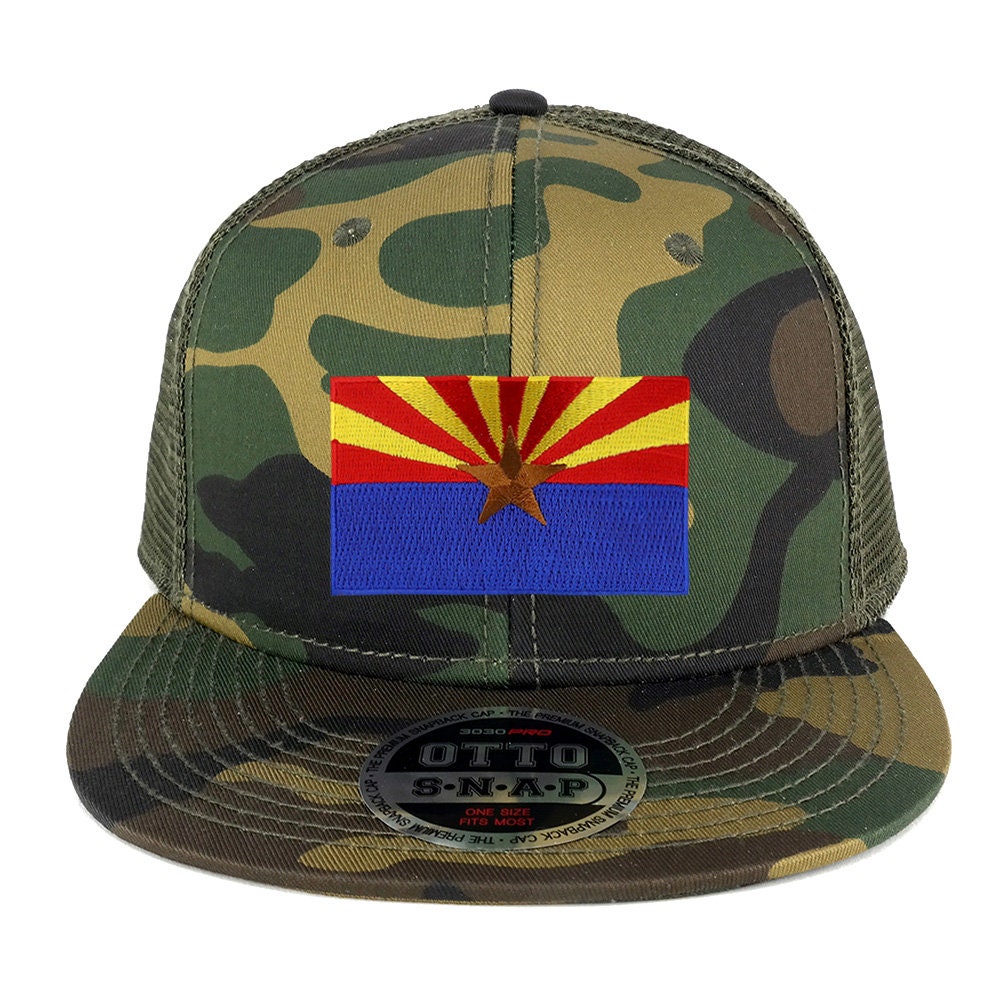 New Arizona State Flag Patch Camouflage Flatbill Mesh Snapback Cap ...