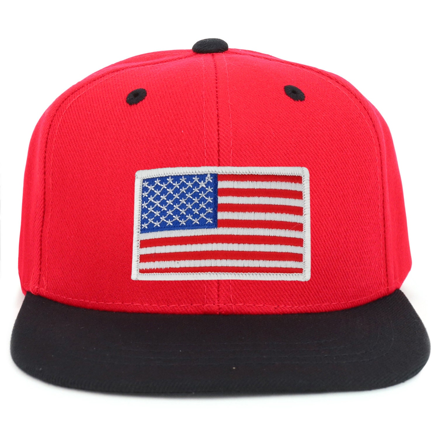 Youth Kid's White American Flag Patch Flat Bill Snapback 2-tone ...