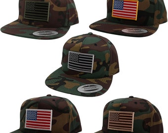 FLEXFIT Brand Patriotic American Flag Patch Flat Bill Snapback | Etsy