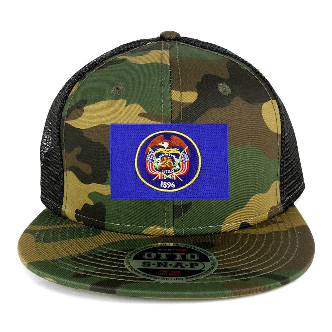 New Utah State Flag Patch Camouflage Flatbill Mesh Snapback Cap - Etsy