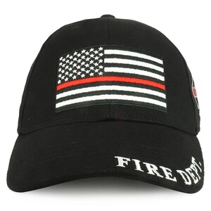 Fire Dept USA Flag Thin Red Embroidered Structured Cotton Twill ...