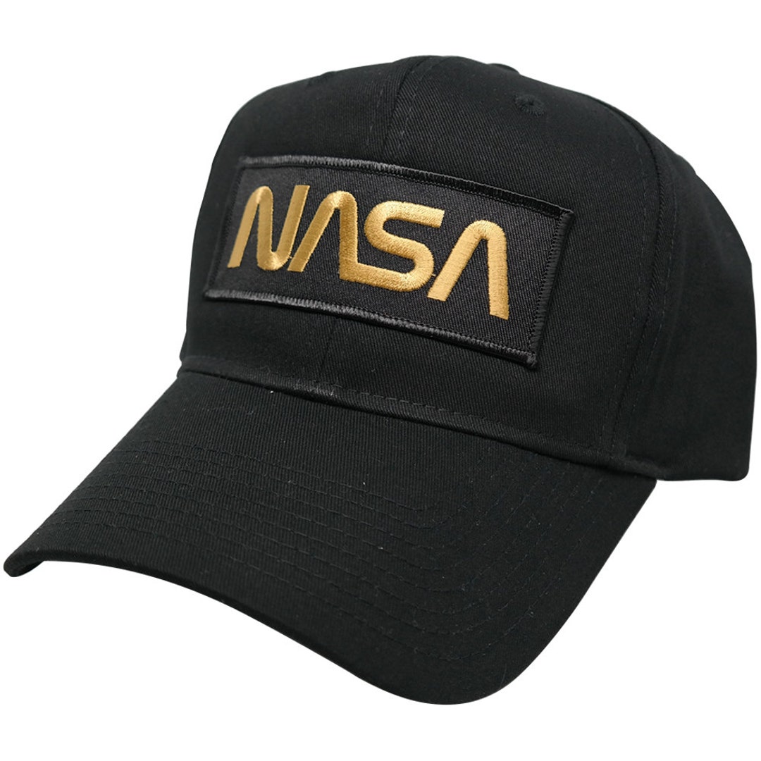 NASA WORM Text Embroidered Patch Baseball Cap - Gold Black - Etsy