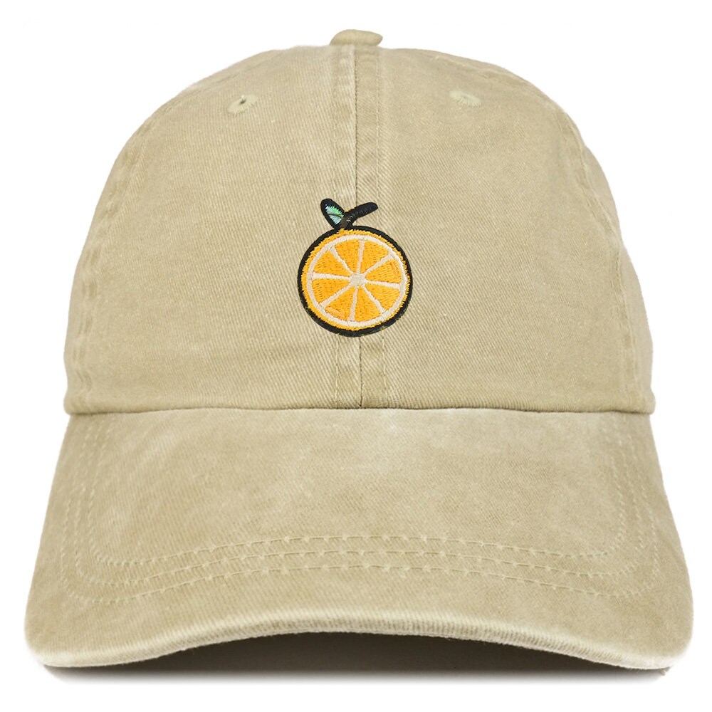 Orange Embroidered Patch Unstructured Cotton Washed Baseball Cap - Etsy