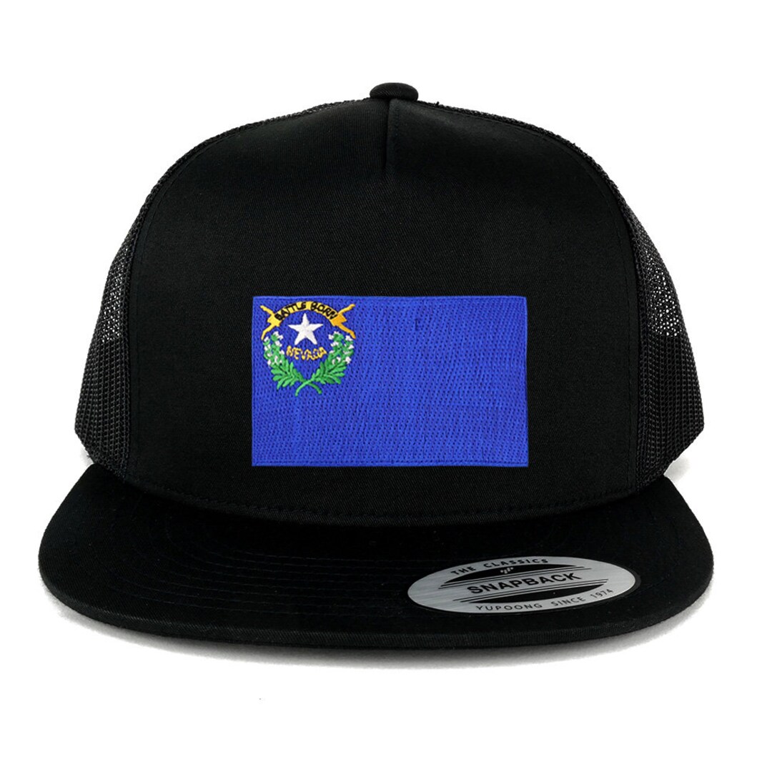 New Nevada State Flag Patch 5 Panel Flatbill Snapback Mesh Cap - Etsy