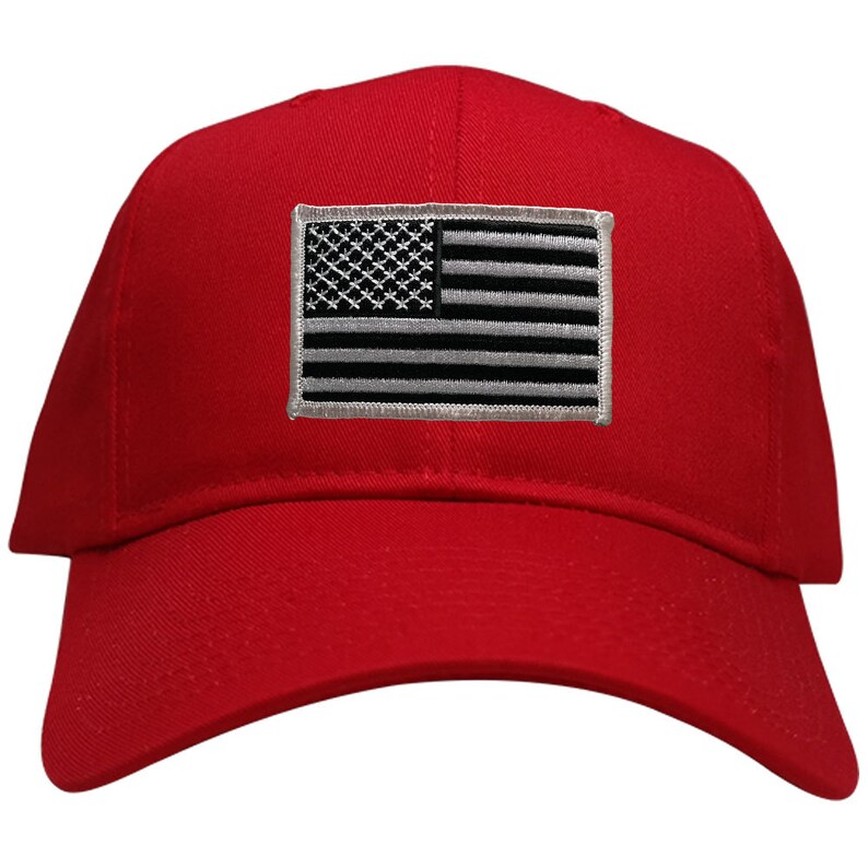 USA American Flag Logo Embroidered Iron on Patch Snap Back Cap - RED ...