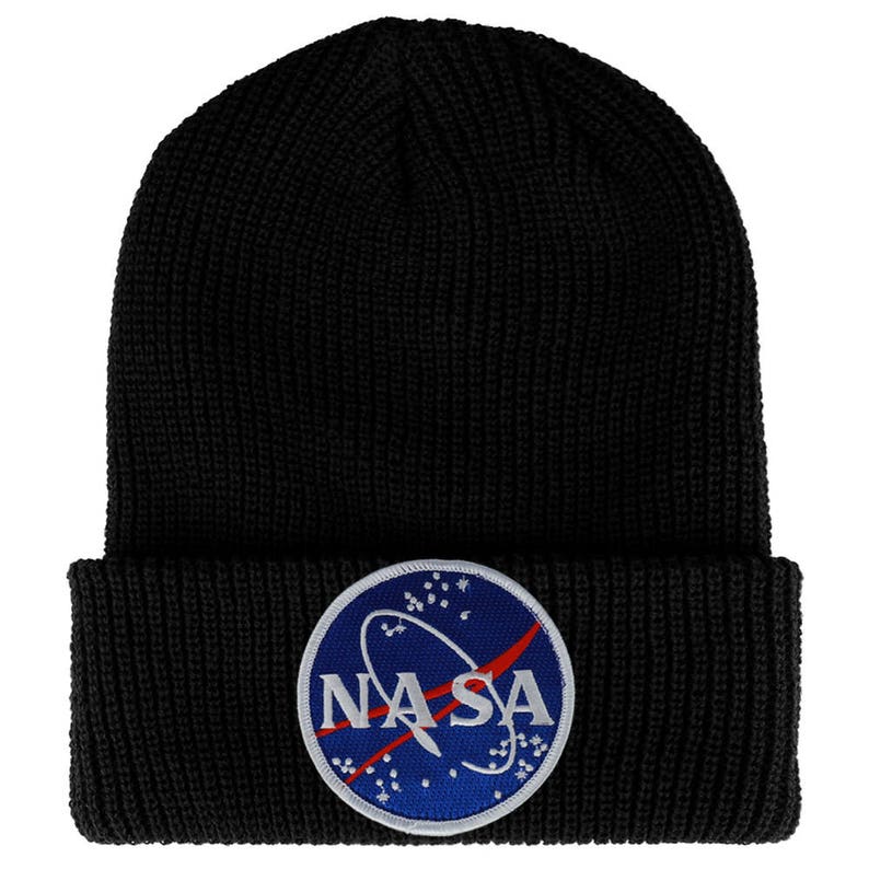 NASA MEATBALL Logo Embroidered Patch Ribbed Cuffed Knit Beanie (1545K ...