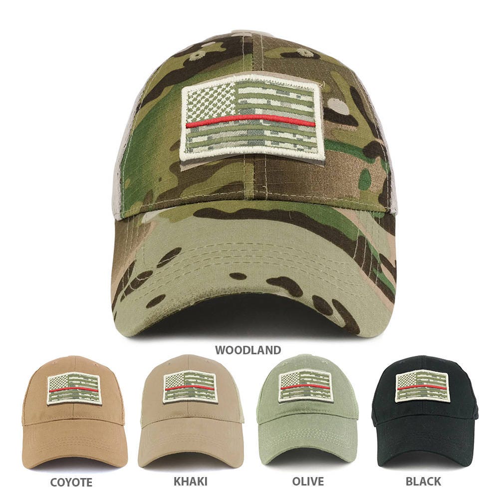 Usa Acu Thin Red Flag Tactical Patch Cotton Adjustable Trucker Cap (ec ...