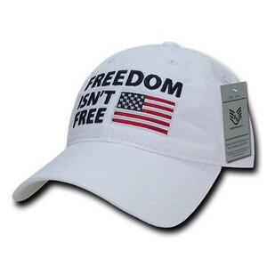 Freedom Isn't Free Embroidered Soft Crown Washed Cotton Baseball Cap ...