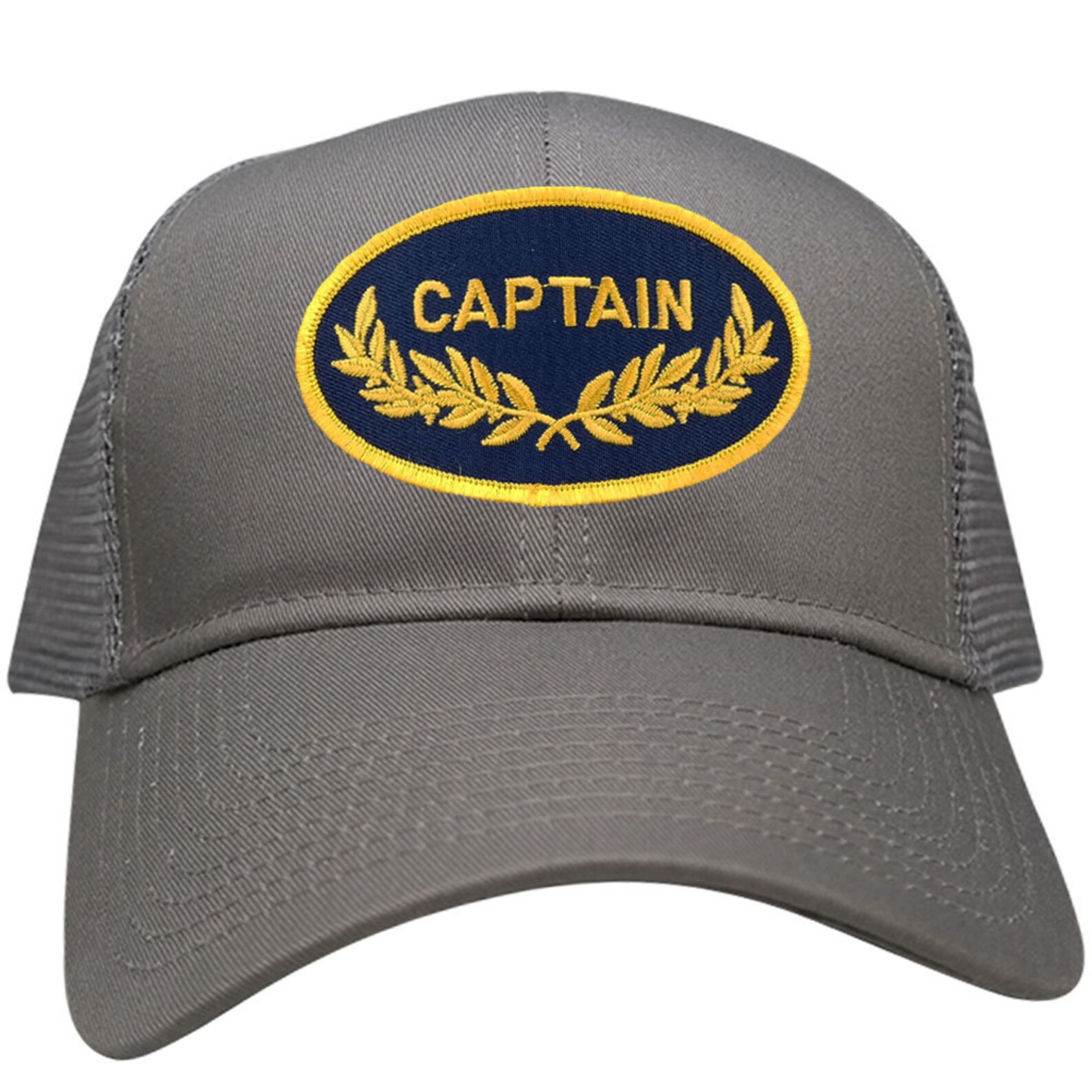 Captain Oval Shape Oak Leaf Military Embroidered Patch Adjustable Mesh ...