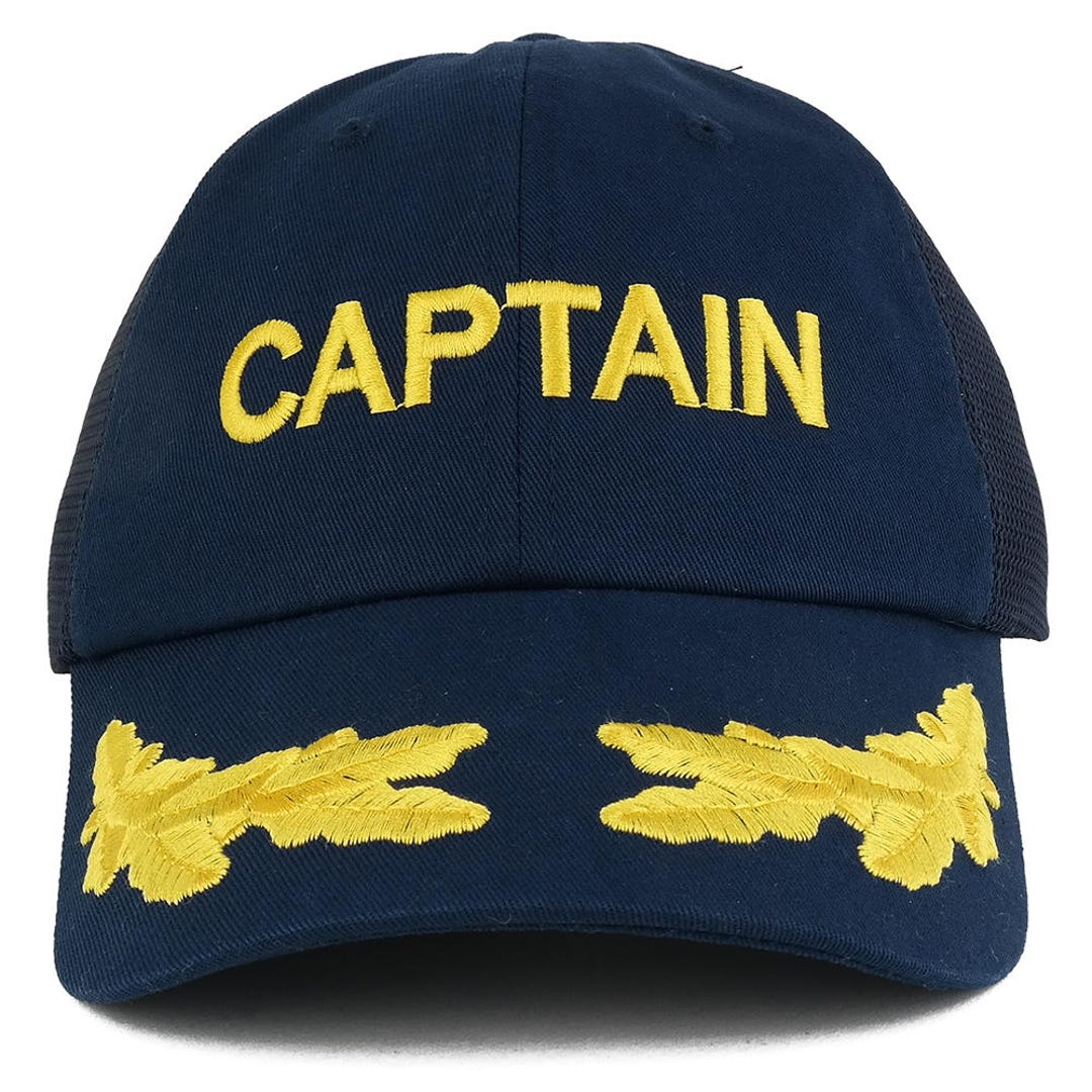 Captain and Oak Leaf Embroidered Soft Cotton Adjustable Mesh Cap ...