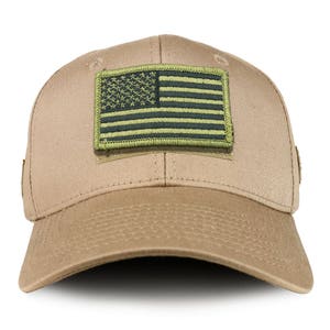 USA Olive Flag Tactical Patch Structured Operator Baseball Cap (T75 ...
