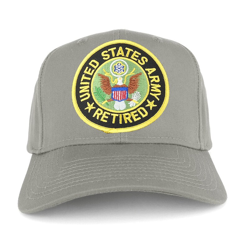 US ARMY RETIRED Circle Iron on Embroidered Patch Adjustable Baseball ...