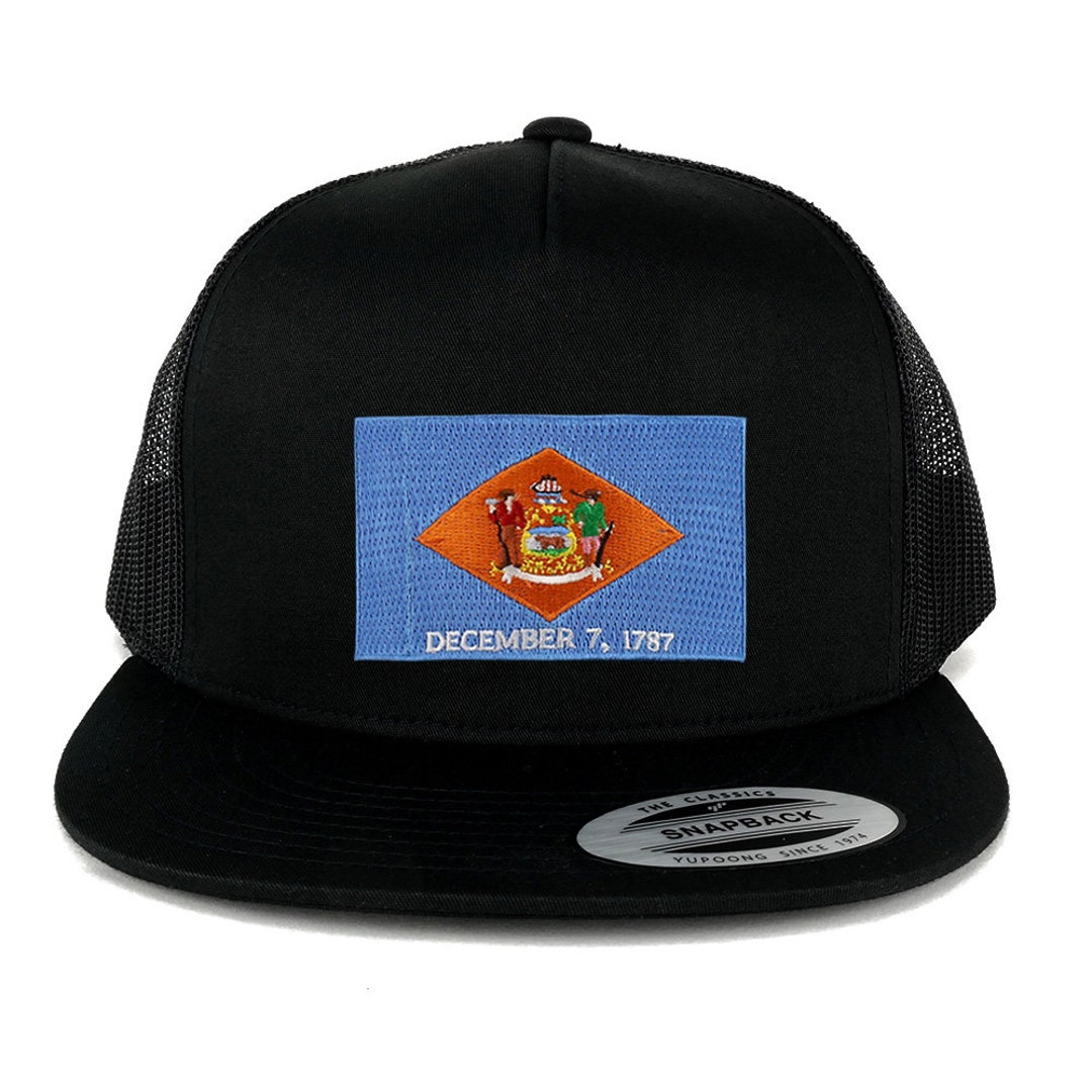New Delaware State Flag Patch 5 Panel Flatbill Snapback Mesh Cap - Etsy