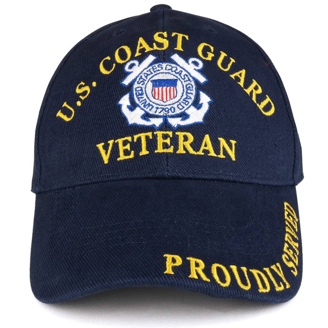 US Coast Guard Veteran Embroidered Structured Cotton Twill Baseball Cap ...