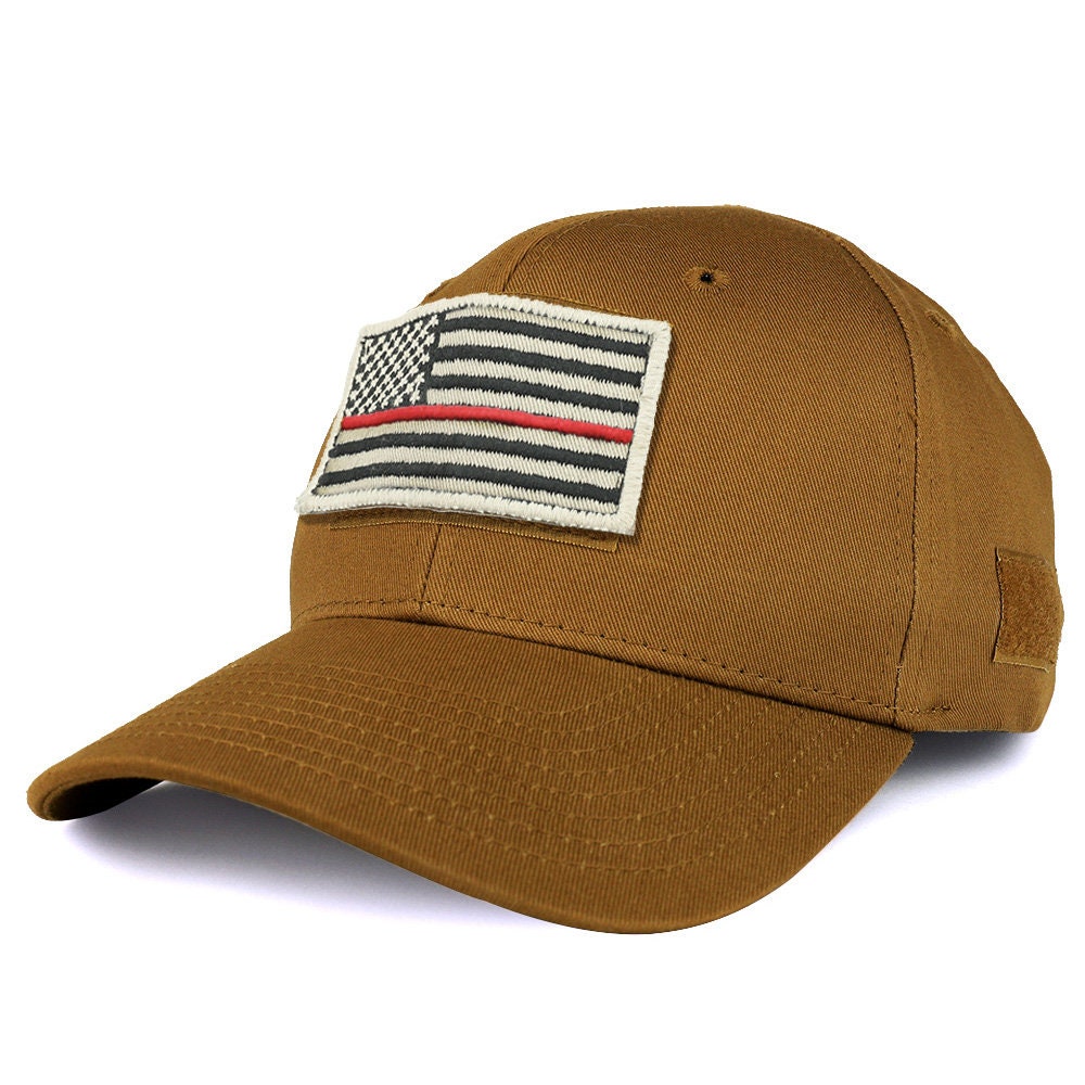 USA Stone Thin Red Flag Tactical Patch Structured Baseball Cap (T75-STN ...