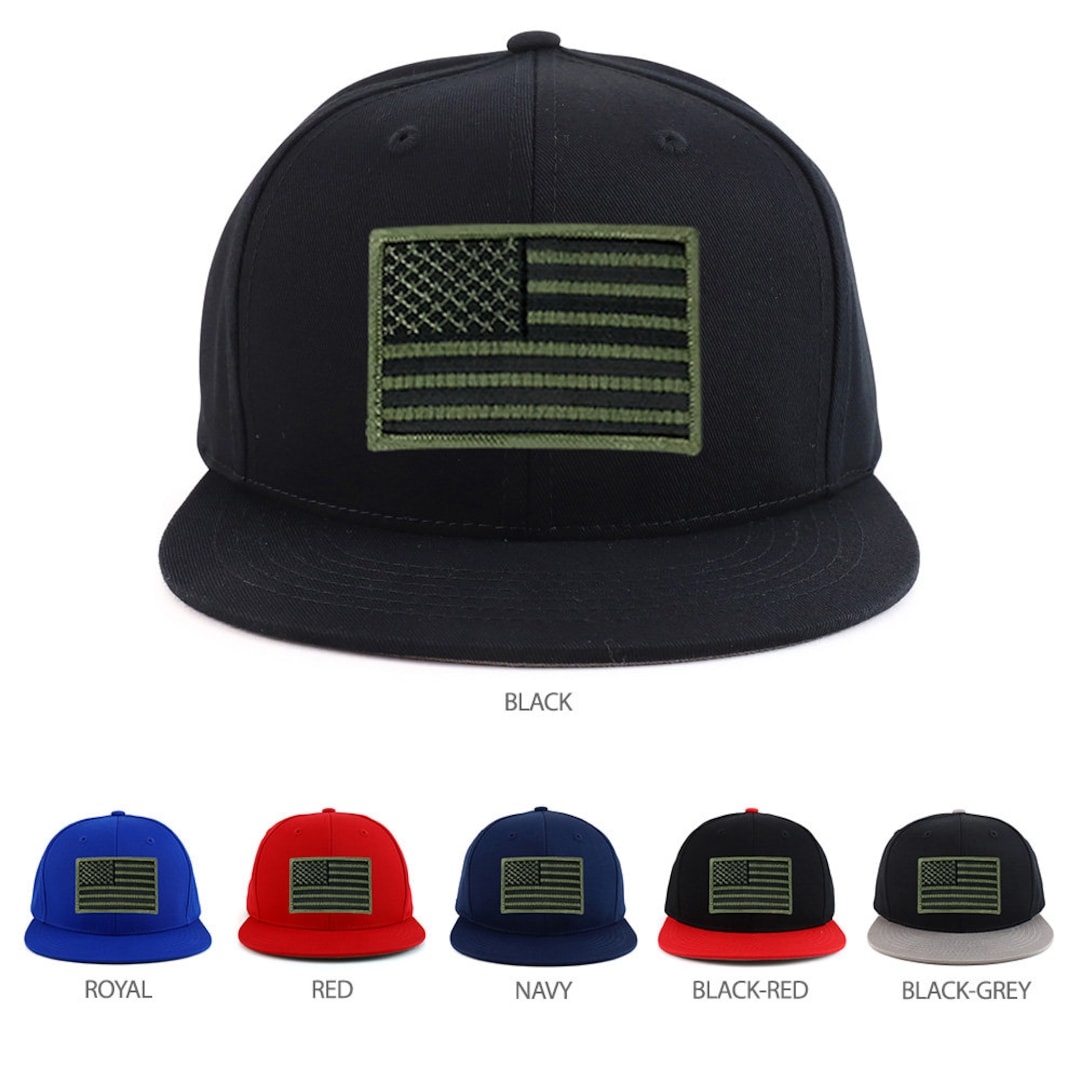 Olive American Flag Patch Youth Size Flatbill Snapback Baseball Cap - Etsy