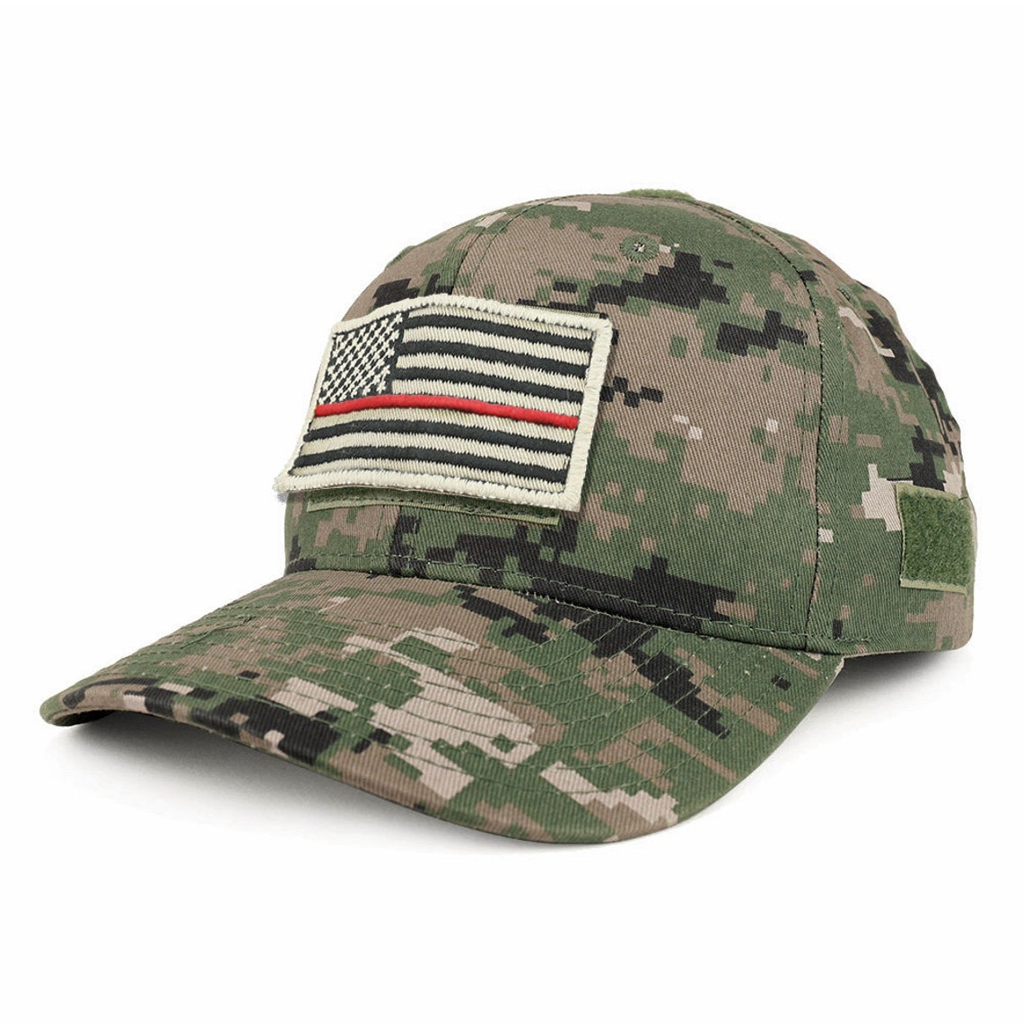 USA Stone Thin Red Flag Tactical Patch Structured Baseball Cap (T75-STN ...