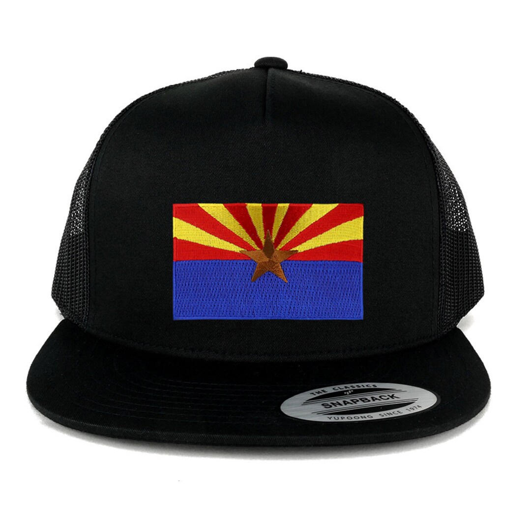 New Arizona State Flag Patch 5 Panel Flatbill Snapback Mesh Cap - Etsy