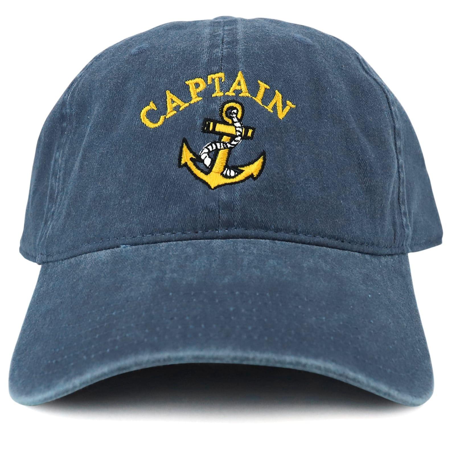 CAPTAIN ANCHOR Logo Embroidered Pigment Dyed 100% Cotton Cap - 3 Colors ...