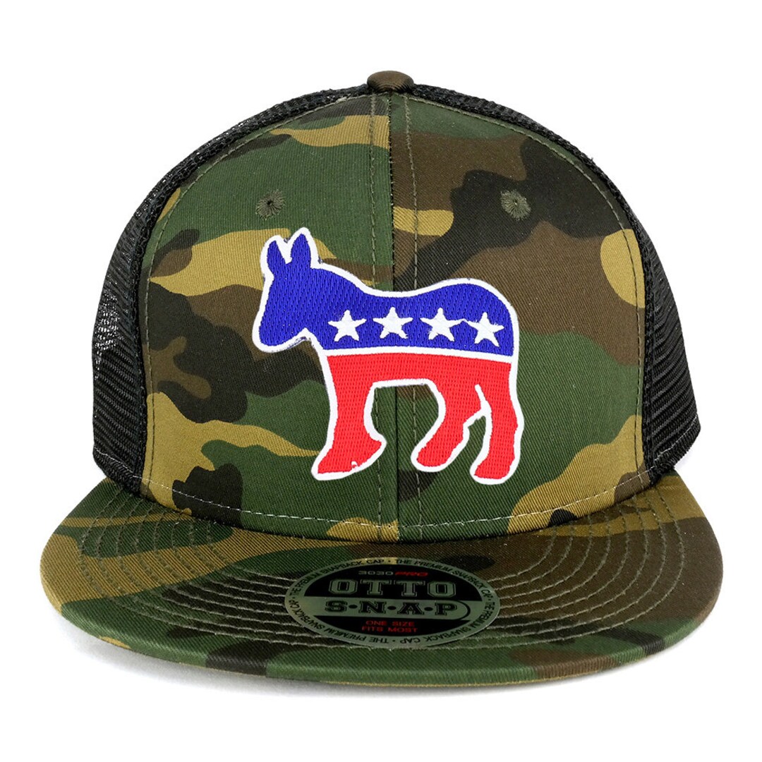Democratic Donkey Patch Camo Snapback Mesh Flatbill Baseball Cap - Etsy