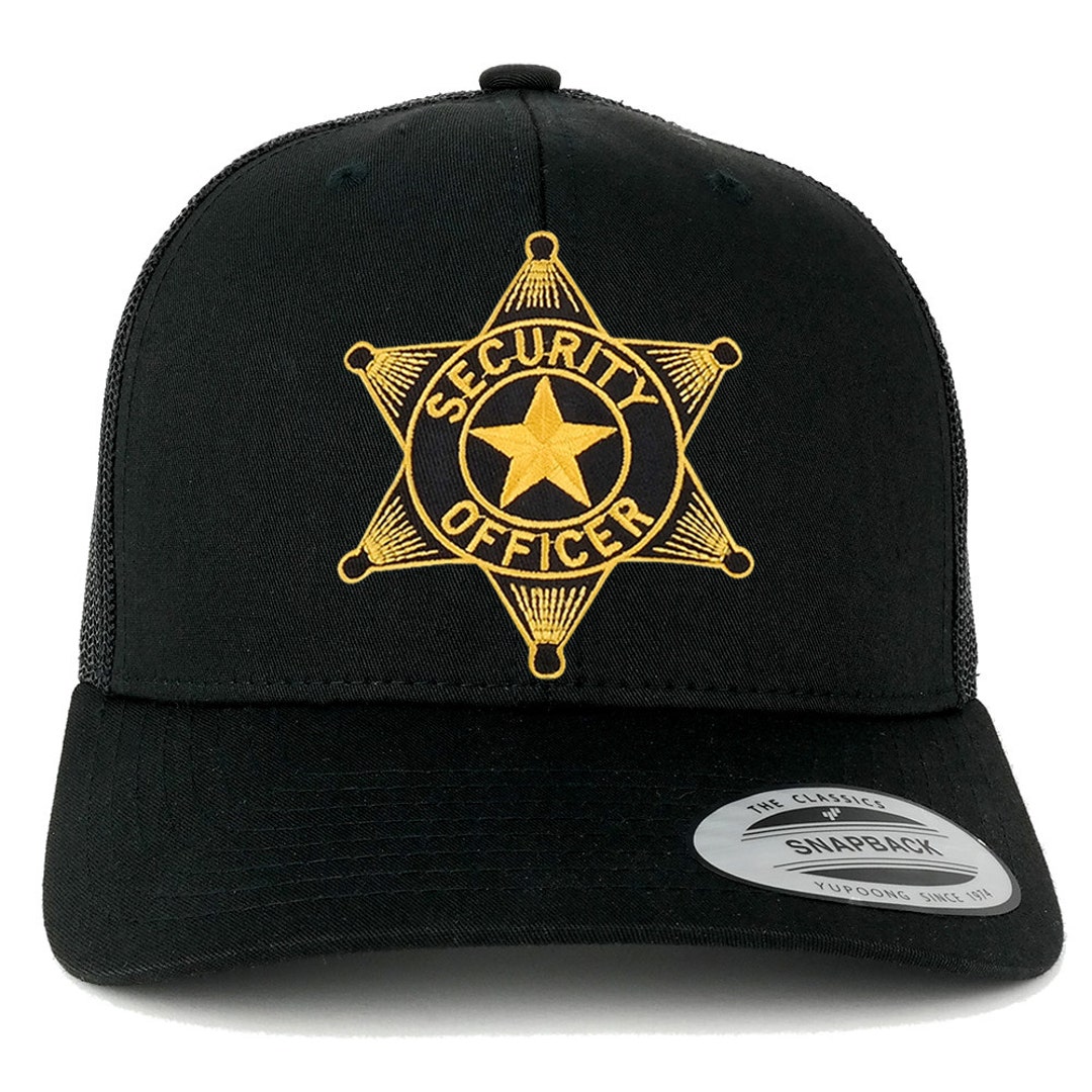 FLEXFIT Security Officer Star Black Gold Embroidered Iron on Patch ...