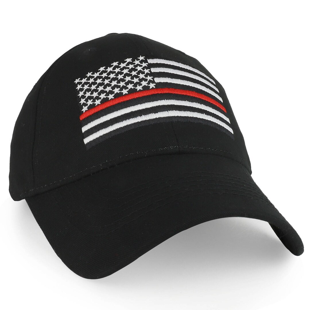 Fire Department US Thin Red Line Flag Embroidered Cotton Baseball Cap ...