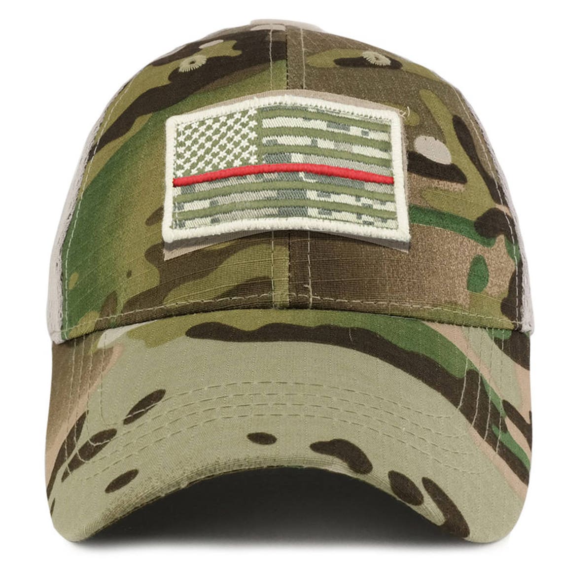 Usa Acu Thin Red Flag Tactical Patch Cotton Adjustable Trucker Cap (ec ...