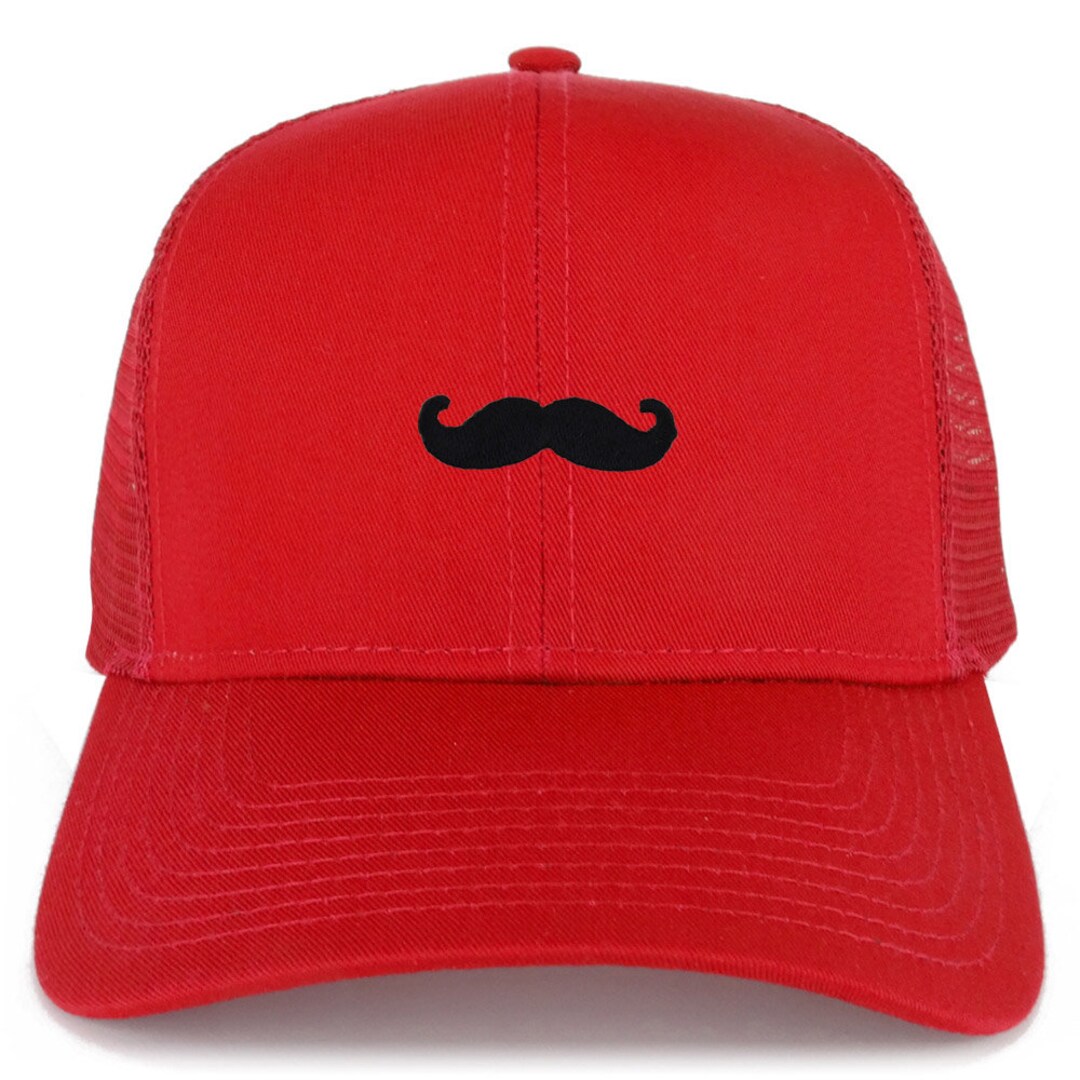 Black Mustache Patch Structured Trucker Mesh Cap - Etsy
