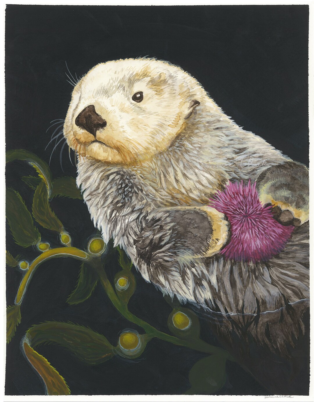Sea Otter Art Print, Sea Otter Poster, Sea Otter Art, Sea Otter Print ...