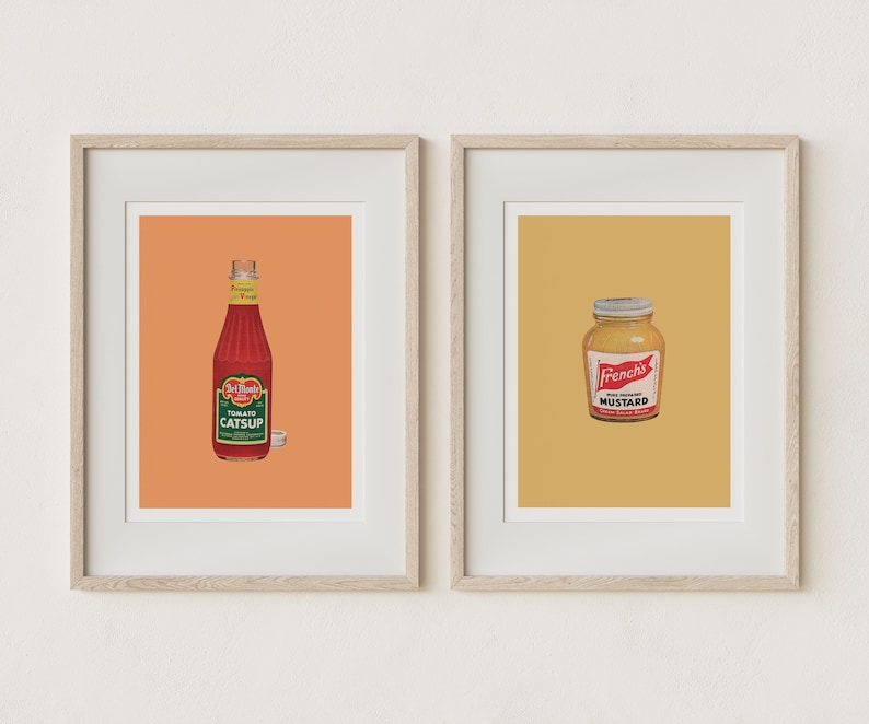 Ketchup and Mustard Poster Set Printable Art Vintage Food - Etsy
